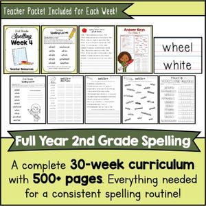 2nd Grade Spelling Curriculum: 30-week Homeschool Worksheets (PDF ...
