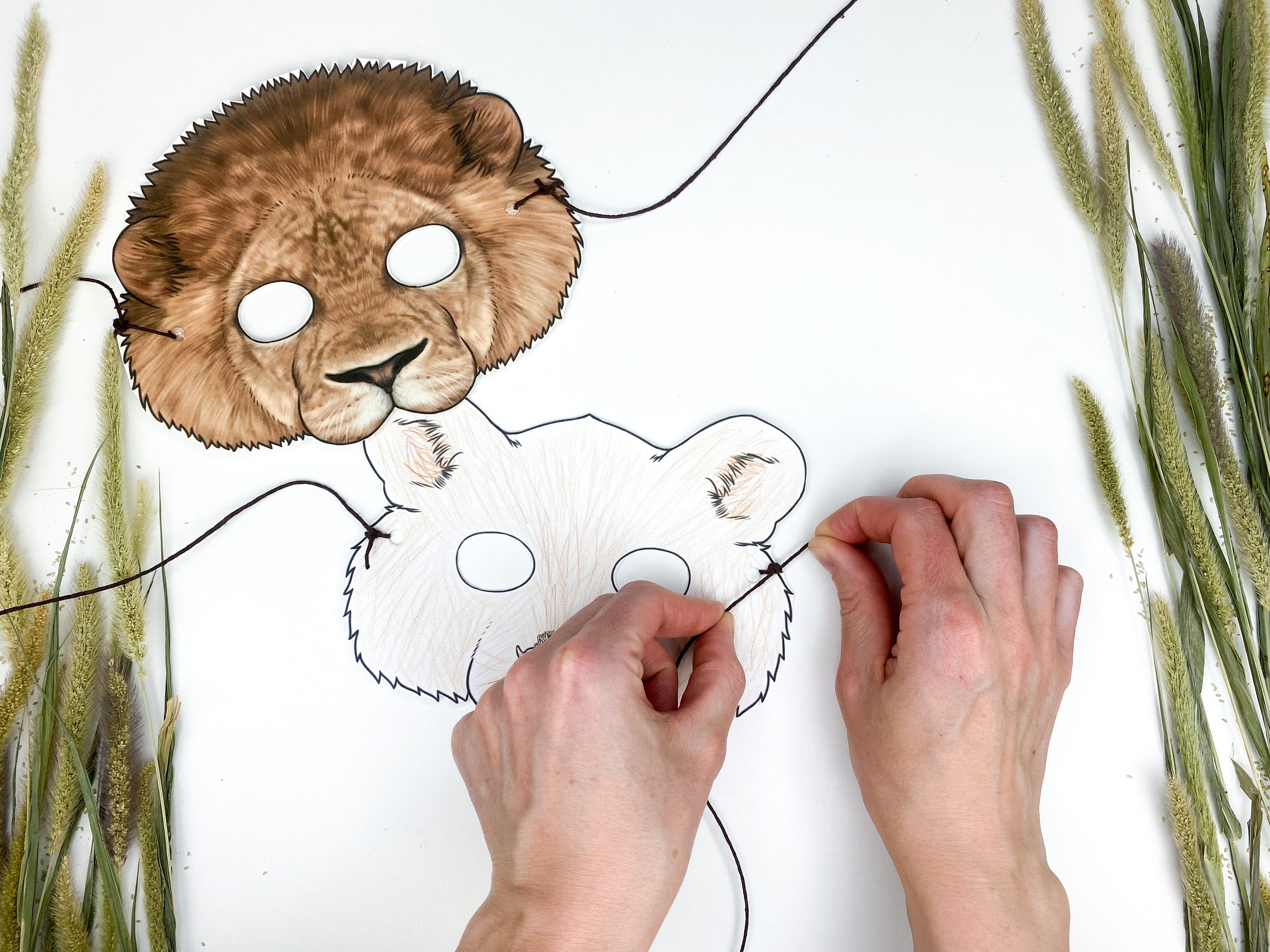 Lion Paper Mask Craft Kit Printable Majestic Animal Mask Template ...