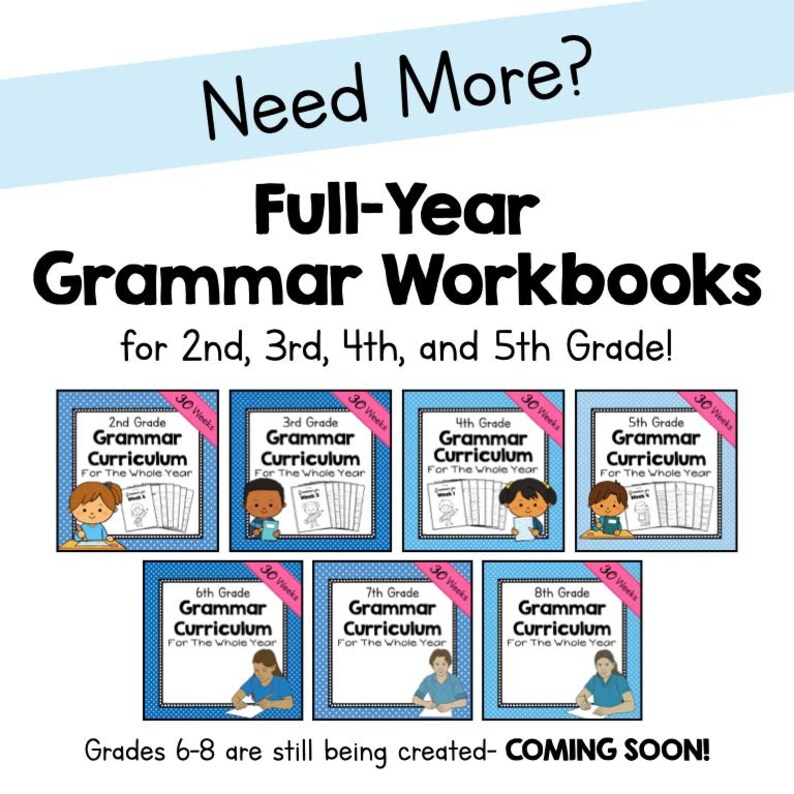 Complete 4th GRADE GRAMMAR Curriculum Printable - 30 Weeks of ...