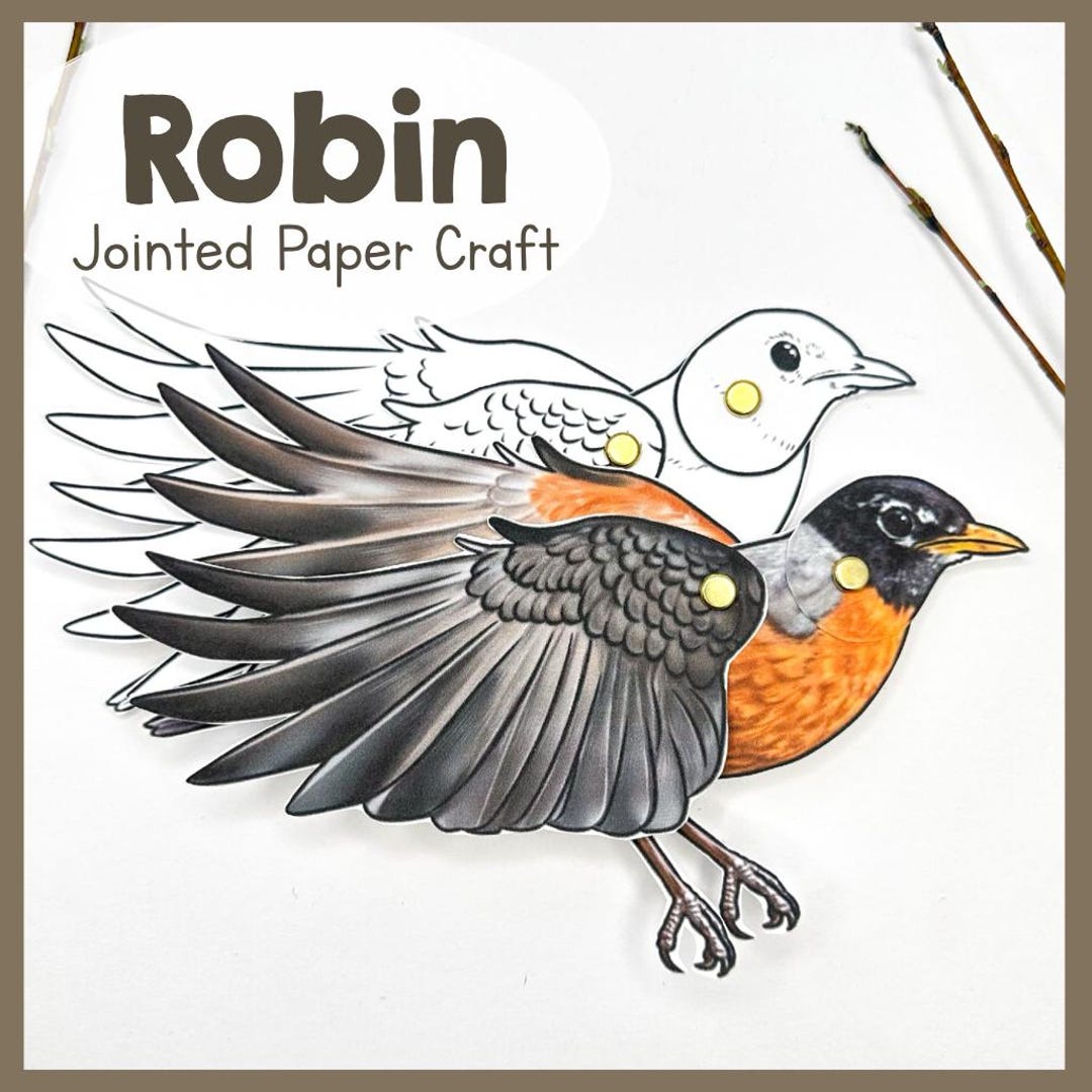 Printable Articulated Robin Paper Craft: Educational DIY Project (PDF ...