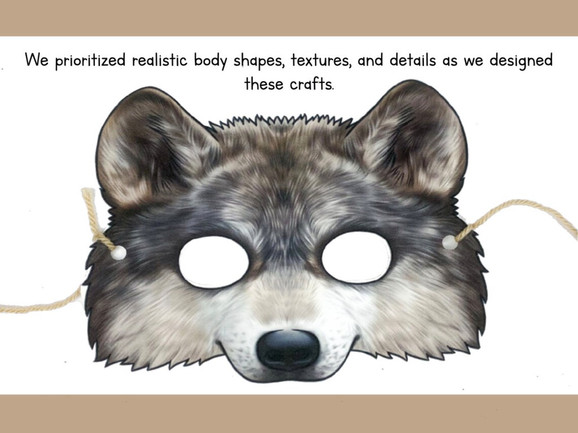 Wolf Paper Mask Template | Printable Kid's Craft Activity | Articulated ...