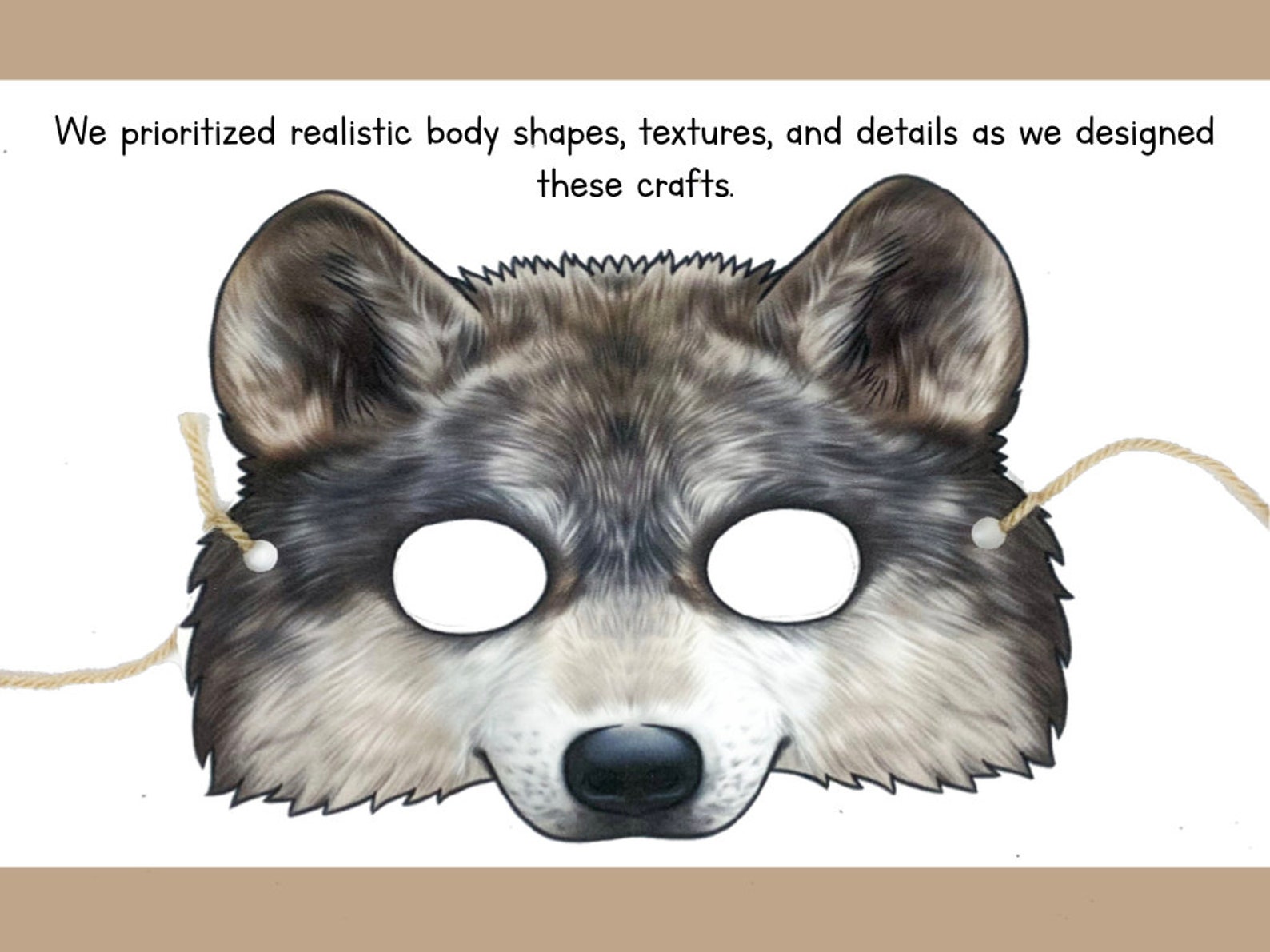 Wolf Paper Mask Template | Printable Kid's Craft Activity | Articulated ...