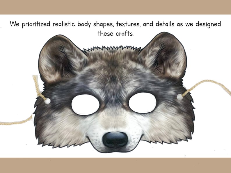 Wolf Paper Mask Template | Printable Kid's Craft Activity | Articulated ...
