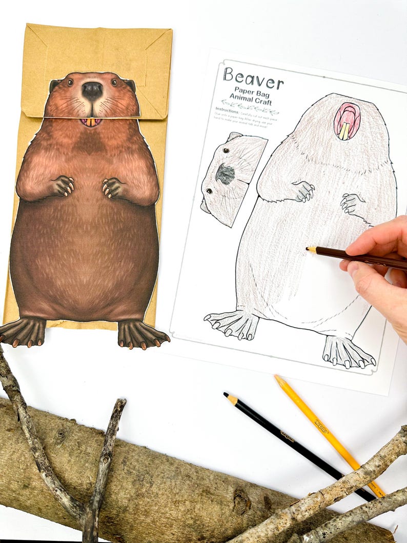 Printable BEAVER Puppet Craft Template Kit | DIY Articulated Woodland ...