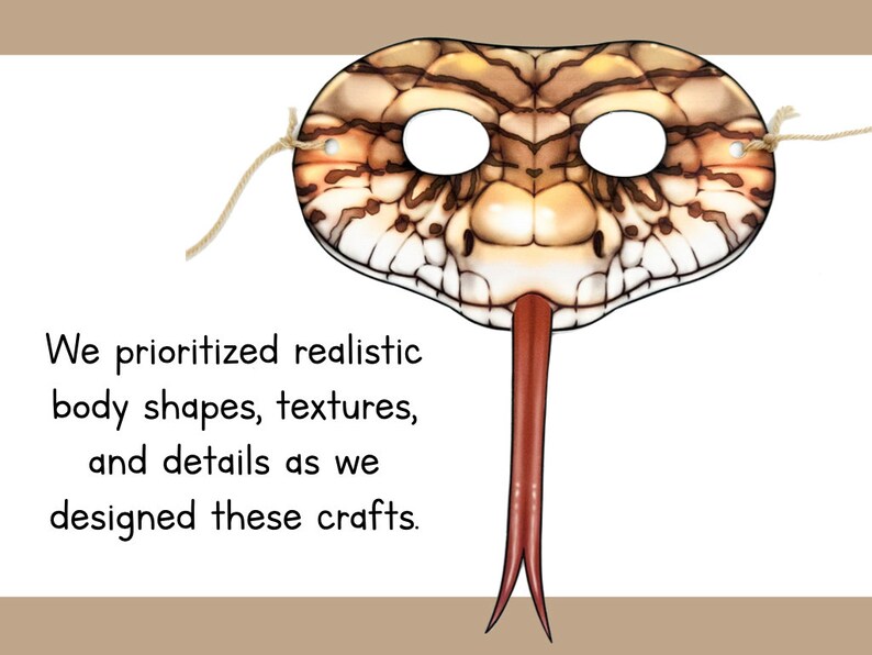Snake Mask Craft Kit | Easy Print Animal Paper Template | Reptile ...
