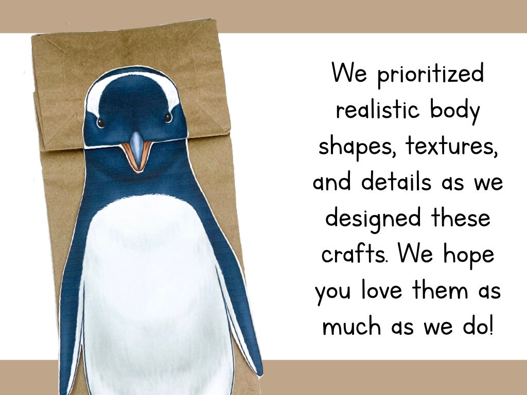 Penguin Paper Bag Puppet Kit | Fun Craft Activity | Penguin Themed ...