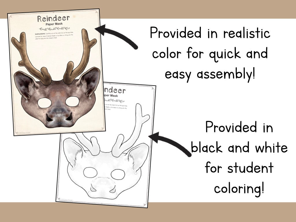 Printable Reindeer Craft Mask | Animal Paper Template | Easy to Make ...