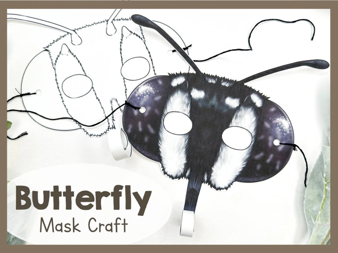 Butterfly Paper Mask Craft Template | Artistic Paper Animal Mask for ...