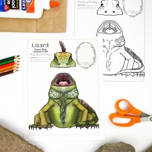 Printable Lizard Paper Bag Puppet Craft Template | Fun Animal Crafting ...
