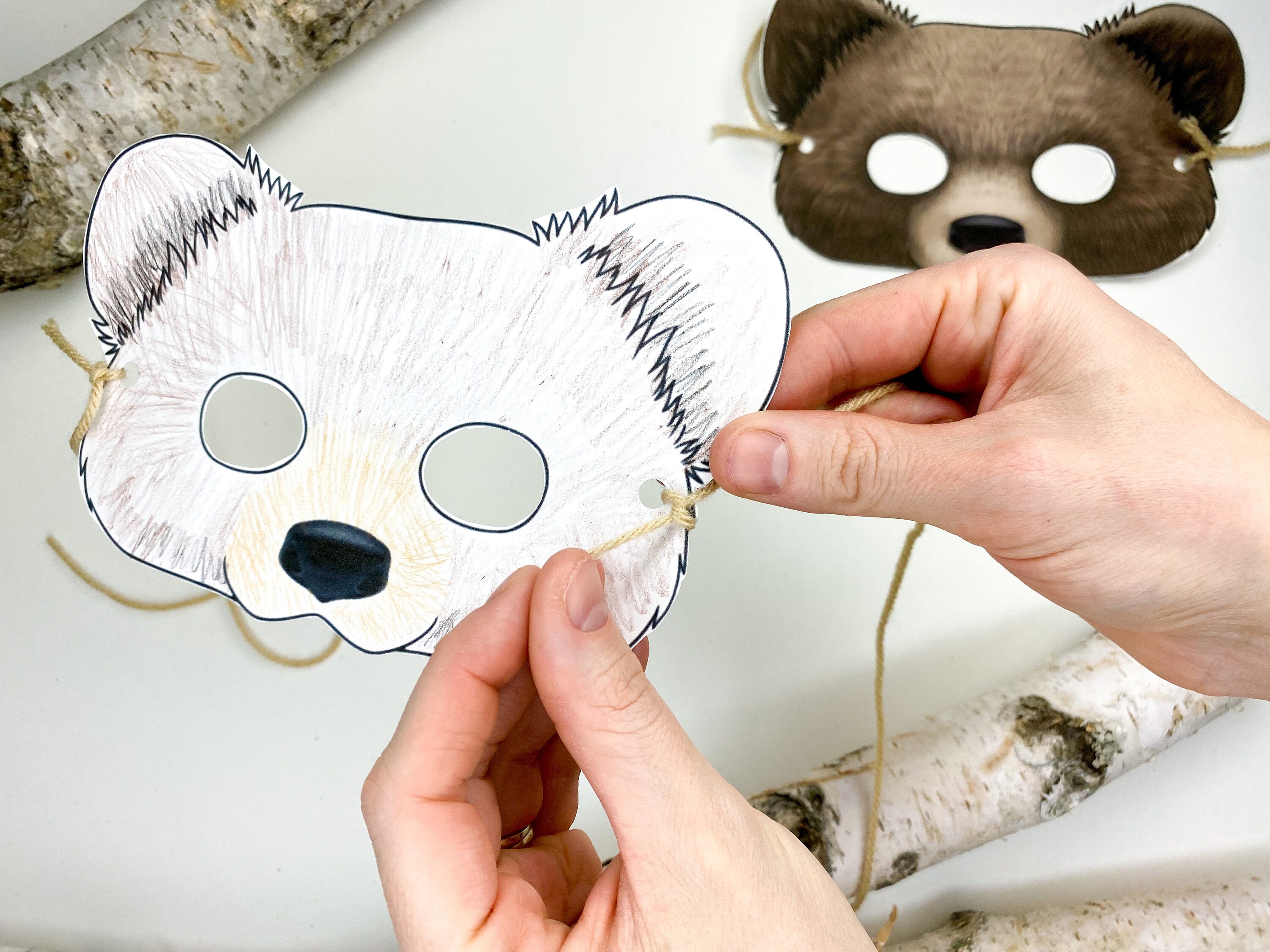 Bear Paper Mask Kit | Printable Animal Craft Template | School ...