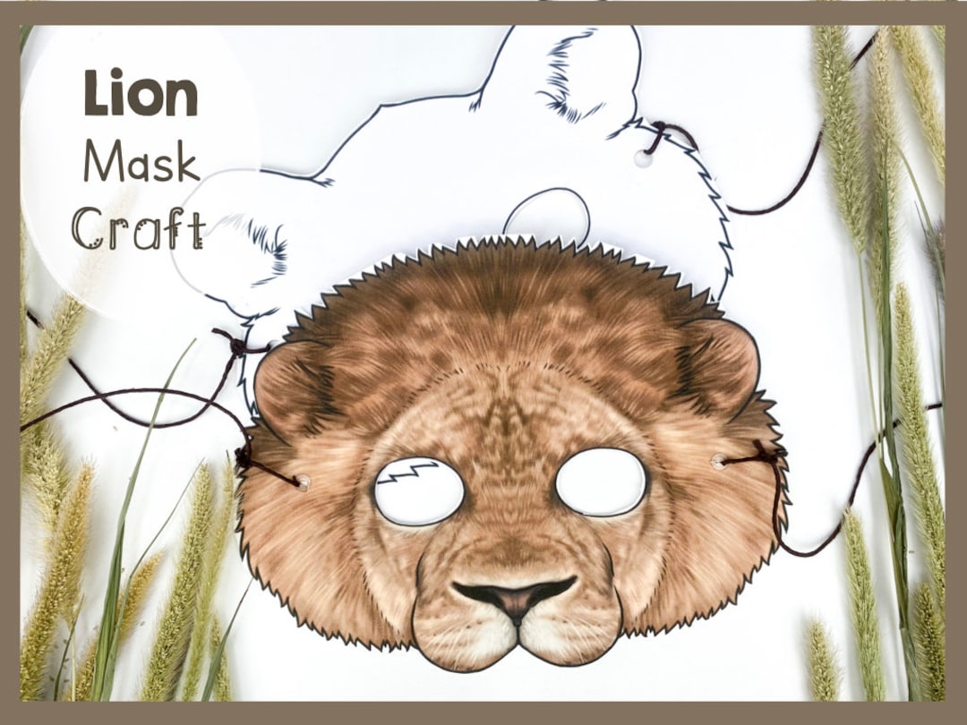 Lion Paper Mask Craft Kit | Printable Majestic Animal Mask Template ...