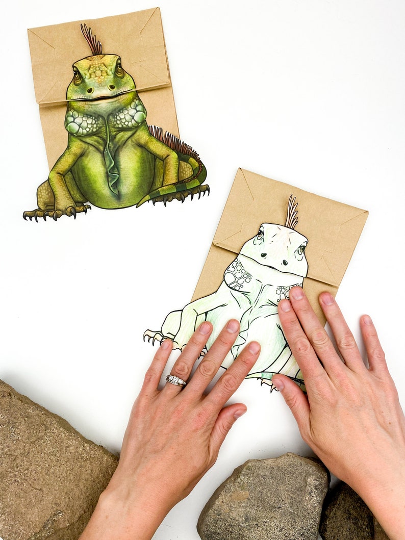 Printable Lizard Paper Bag Puppet Craft Template | Fun Animal Crafting ...
