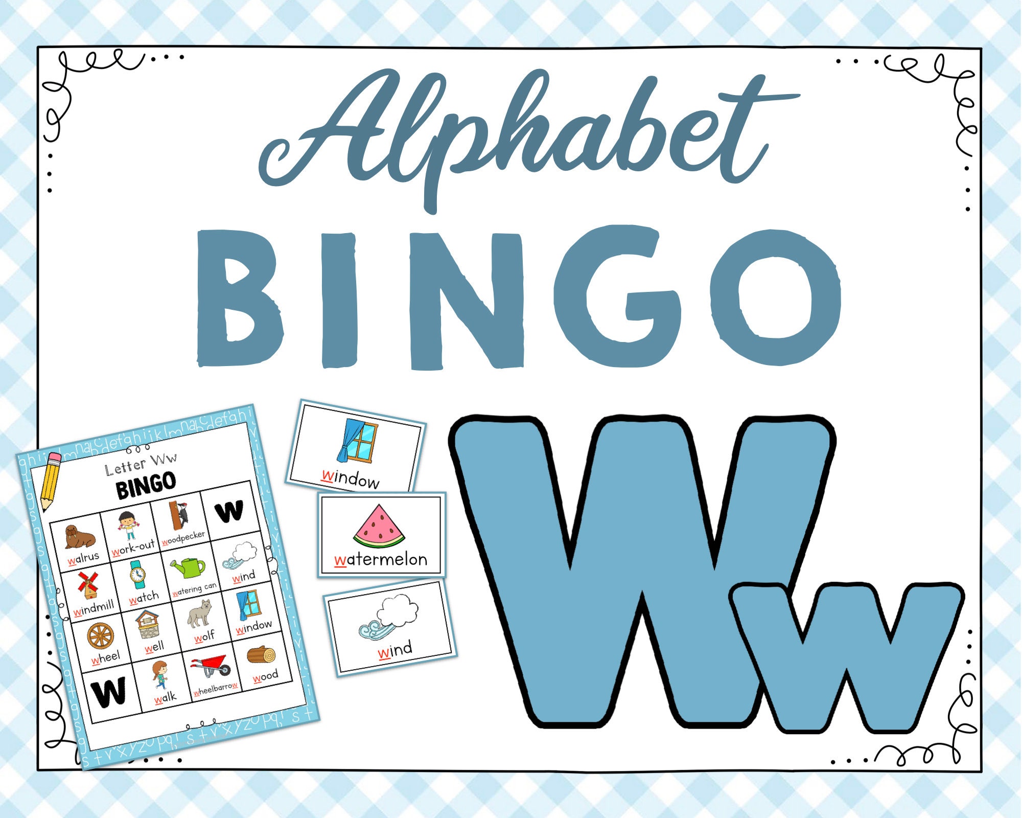 Letter W Bingo Game - Etsy