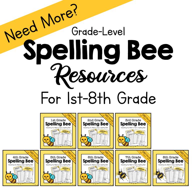 1st GRADE SPELLING Bee Word List PDF – Everything You Need to Host a ...