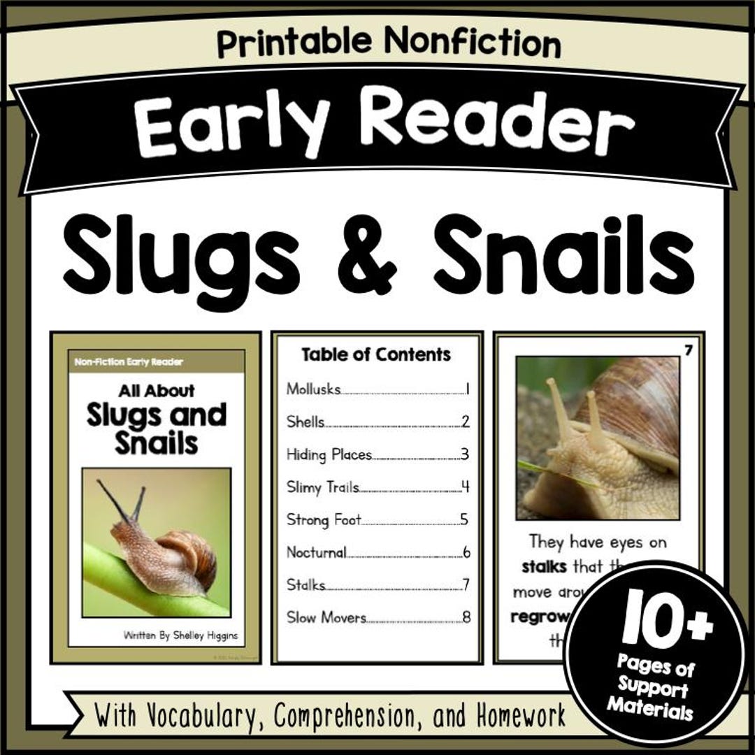 SLUGS & SNAILS K-2nd Grade Reading Comprehension Worksheets Animal ...