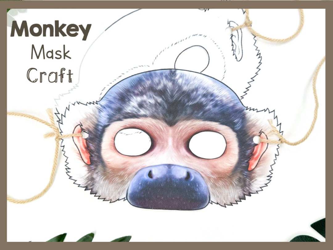 Monkey Paper Mask DIY Kit | Printable Animal Mask Craft Template ...