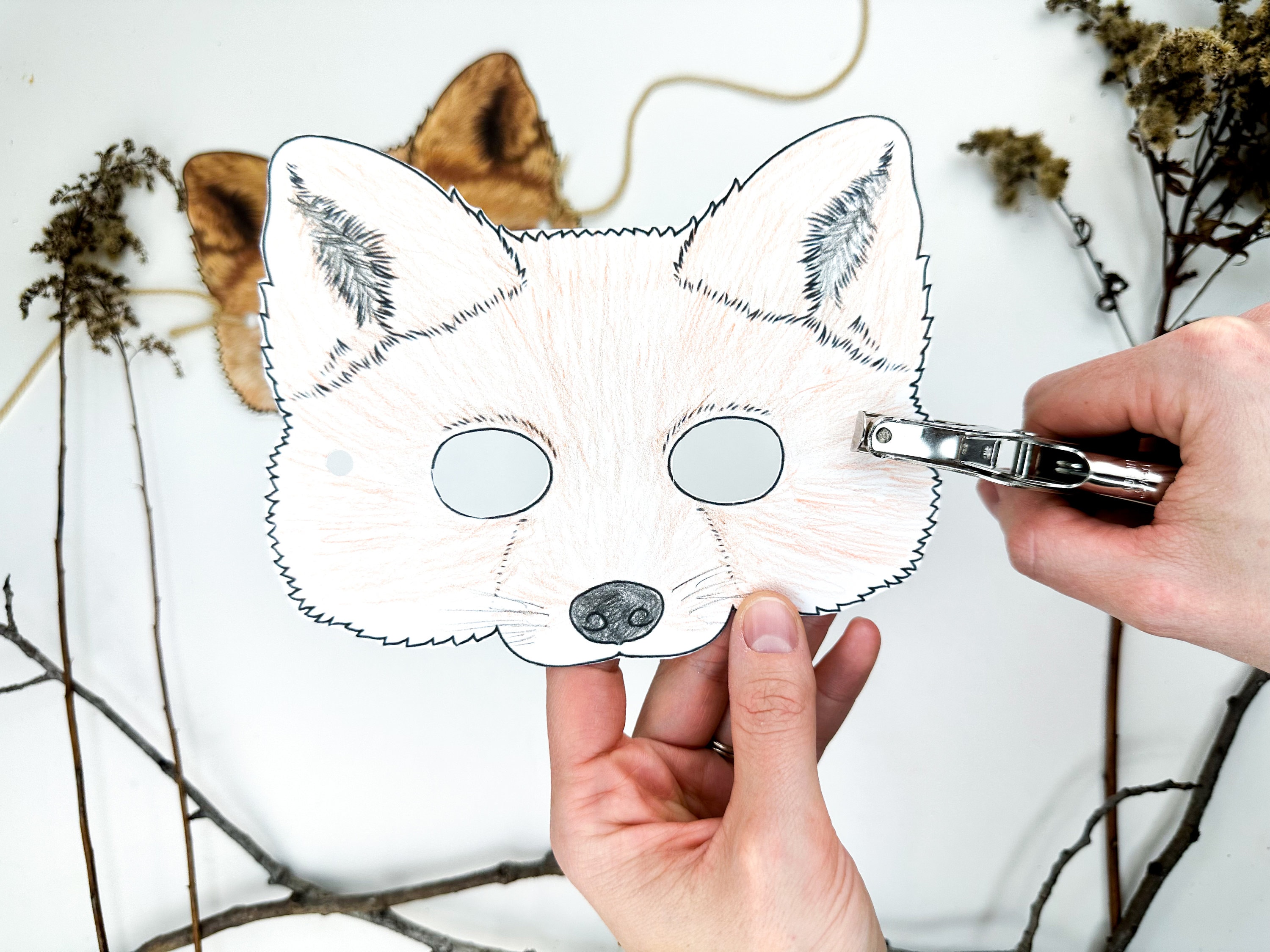 Fox Paper Mask Craft Template Printable Animal Themed Party Mask Eco ...