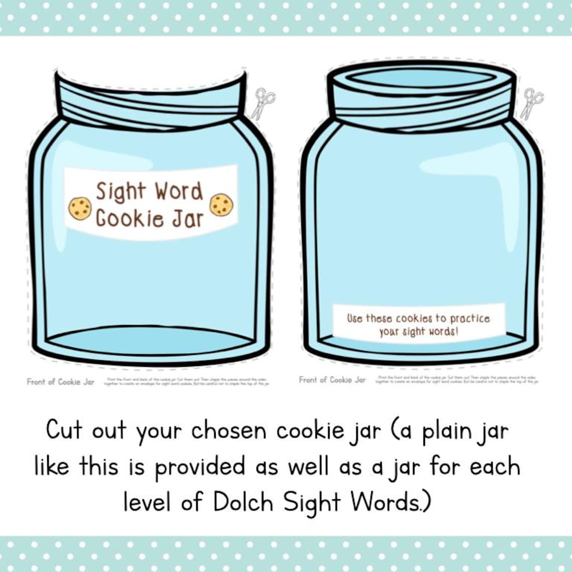 Dolch Sight Word Cookie Jar Activity • Printable Sight Word Game for ...