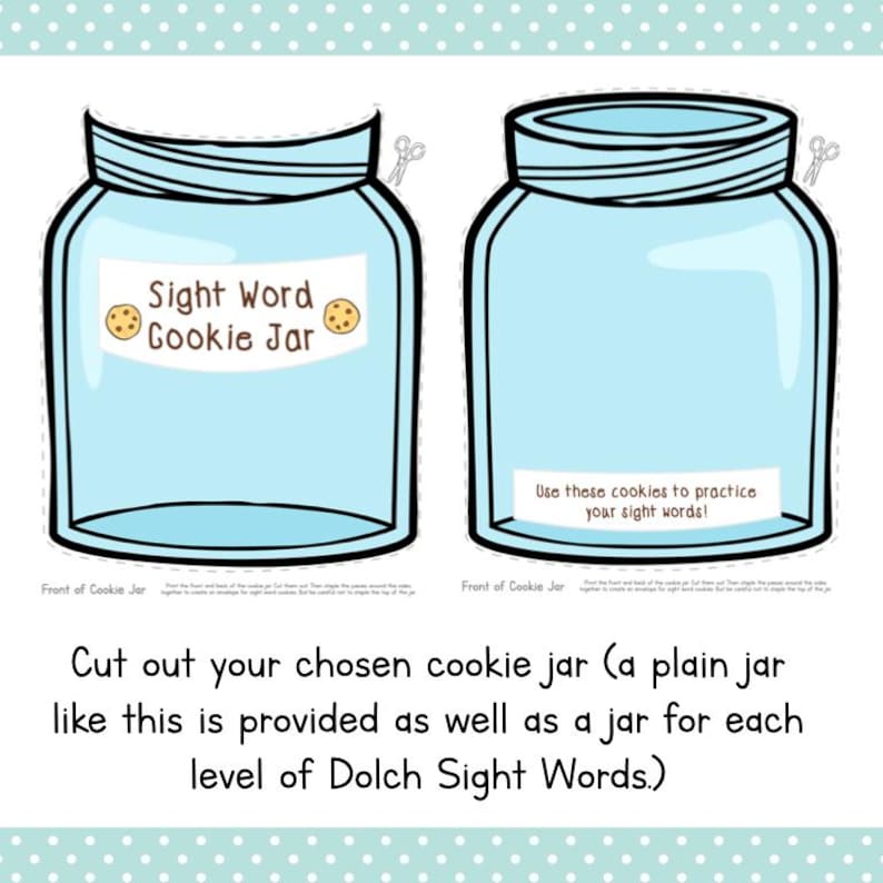 Dolch Sight Word Cookie Jar Activity • Printable Sight Word Game for ...