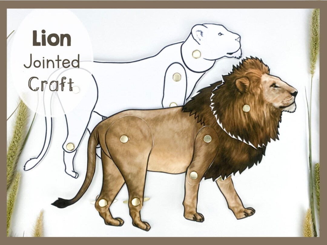 Printable Jointed Lion Template | Articulated Lion Craft Kit | DIY Lion ...