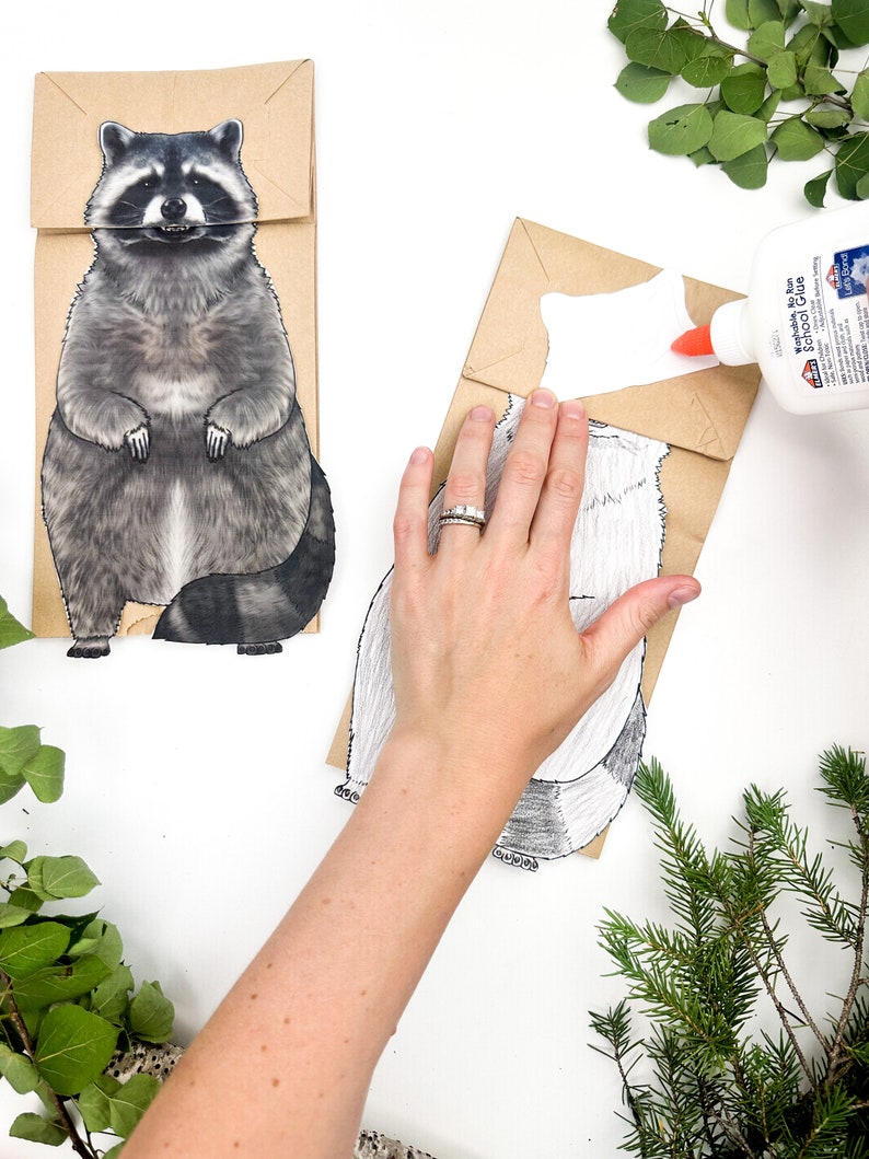 Raccoon Paper Bag Puppet Printable Craft Template - Etsy