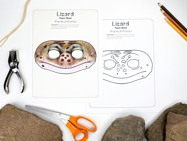 Printable LIZARD Paper Mask Craft Template | DIY Reptile Craft for Kids ...