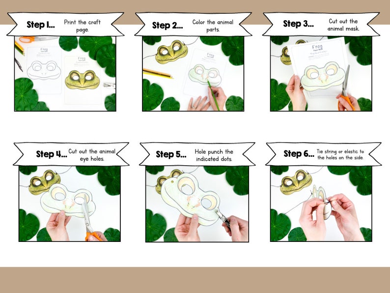 Frog Paper Mask | Animal Printable Paper Craft Template | Eco-friendly ...