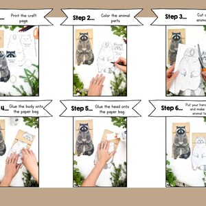 Printable Raccoon Puppet Template | Creative Paper Bag Craft | Hands-on ...