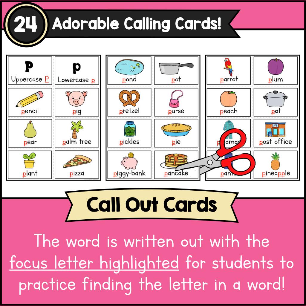 Letter P BINGO GAME Printable - Alphabet Bingo Cards for PRESCHOOL and ...