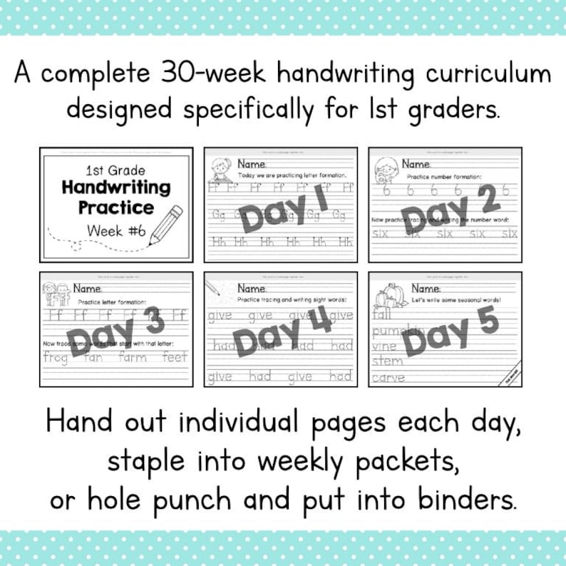 1st Grade Handwriting Curriculum | Complete Full-year Printable ...