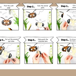 Bee Paper Mask Craft Kit | Printable Fun Animal Mask Template | Bee ...