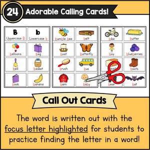 Fun Letter B Bingo Game Printable - Letter PHONICS PRACTICE and ...