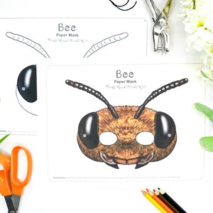 Bee Paper Mask Craft Kit | Printable Fun Animal Mask Template | Bee ...