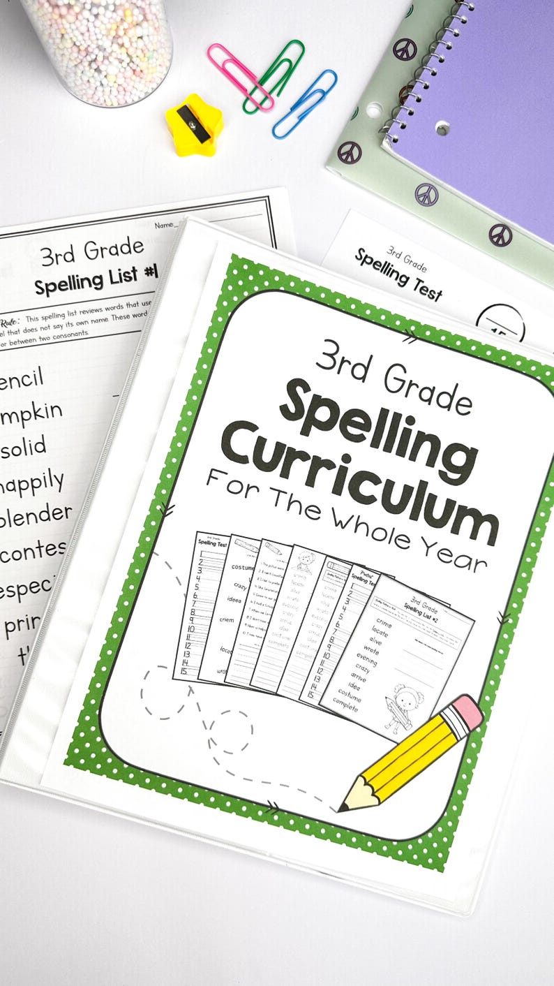 3rd GRADE SPELLING Curriculum Printable - 30 Weeks of Printable ...