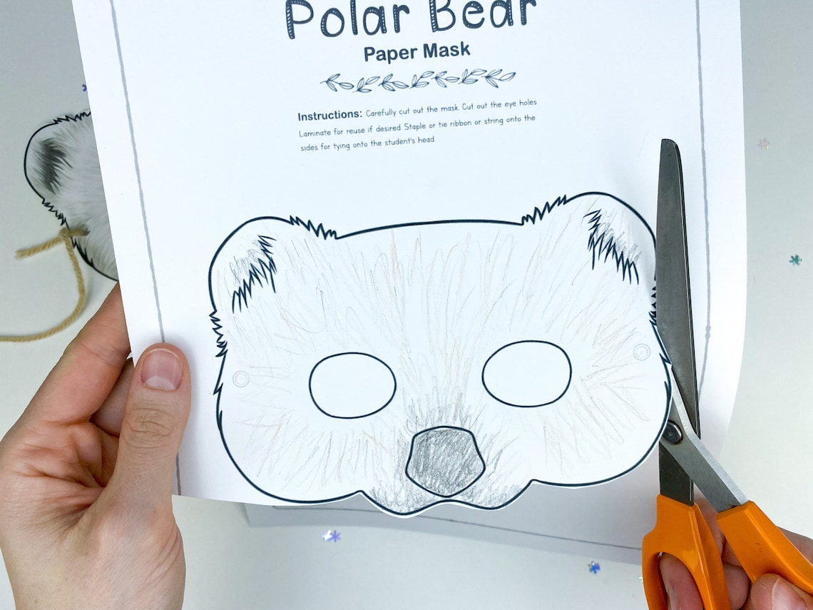 Polar Bear Paper Mask Template | DIY Printable Arctic Animal Craft ...