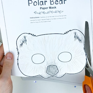 Polar Bear Paper Mask Template | DIY Printable Arctic Animal Craft ...
