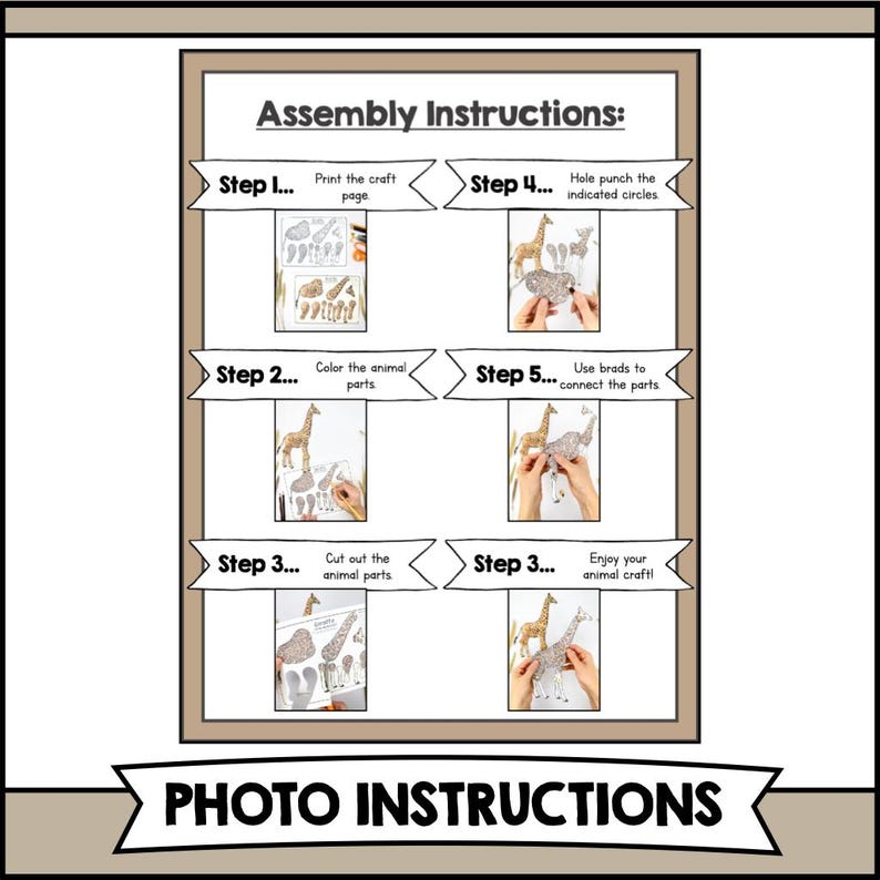 Printable Jointed Giraffe Puppet Craft | DIY Articulated Animal ...