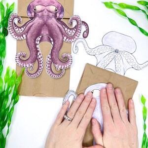 Printable Jointed Octopus Puppet Craft | Articulated Animal Template ...