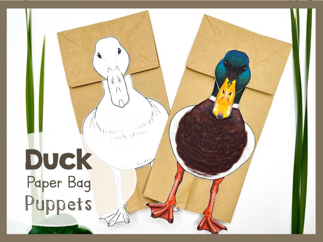 DIY Duck Puppet Printable | Fun Paper Bag Craft Template | Easy Puppet ...