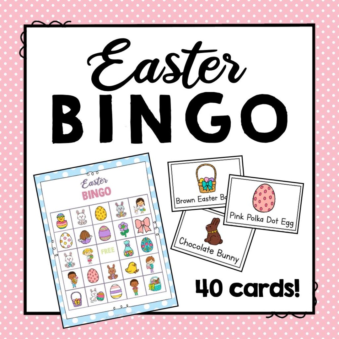 40 Easter Bingo Card Game Printable, Springtime Easter Season Bingo ...