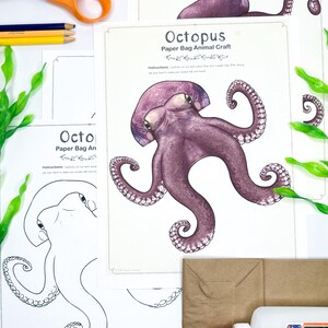 Printable Jointed Octopus Puppet Craft | Articulated Animal Template ...