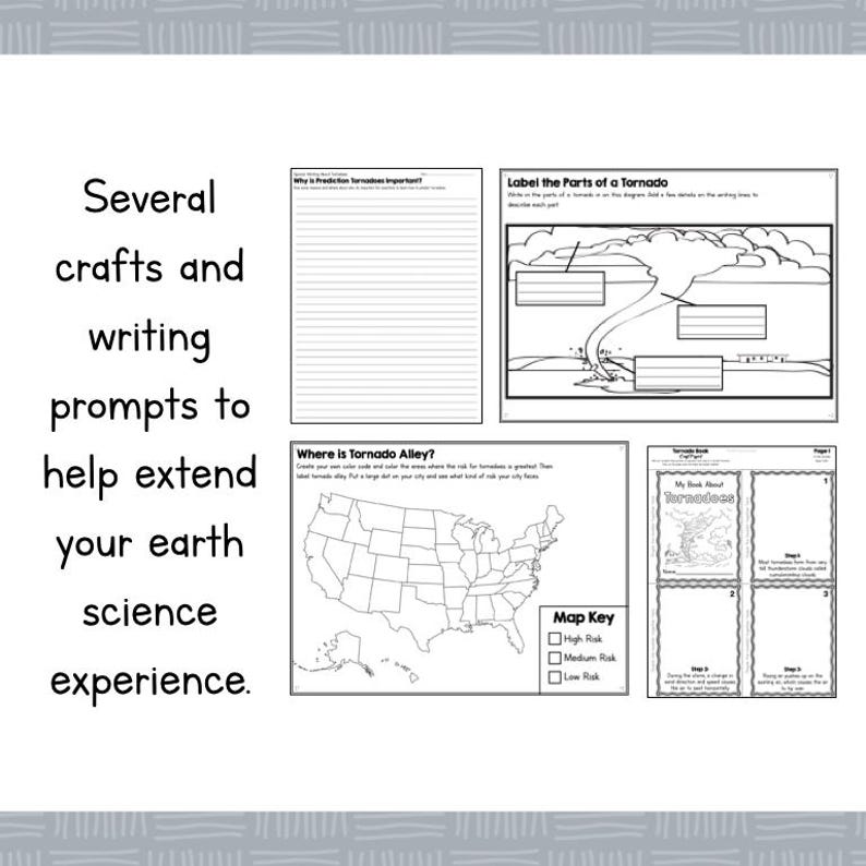 Tornadoes Unit Study Printable • Weather Science Worksheets, Posters ...
