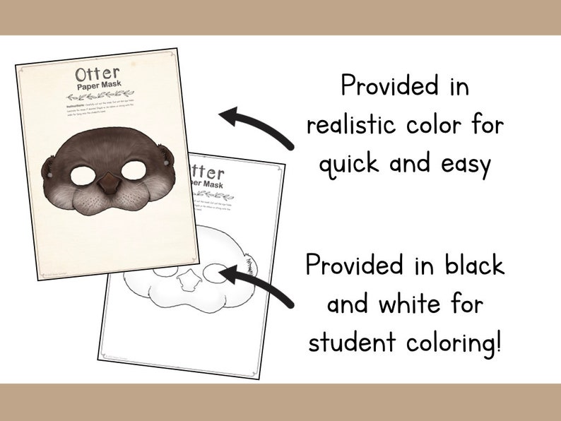 Otter Animal Mask Craft Kit | Playful Otter Paper Mask | Printable ...