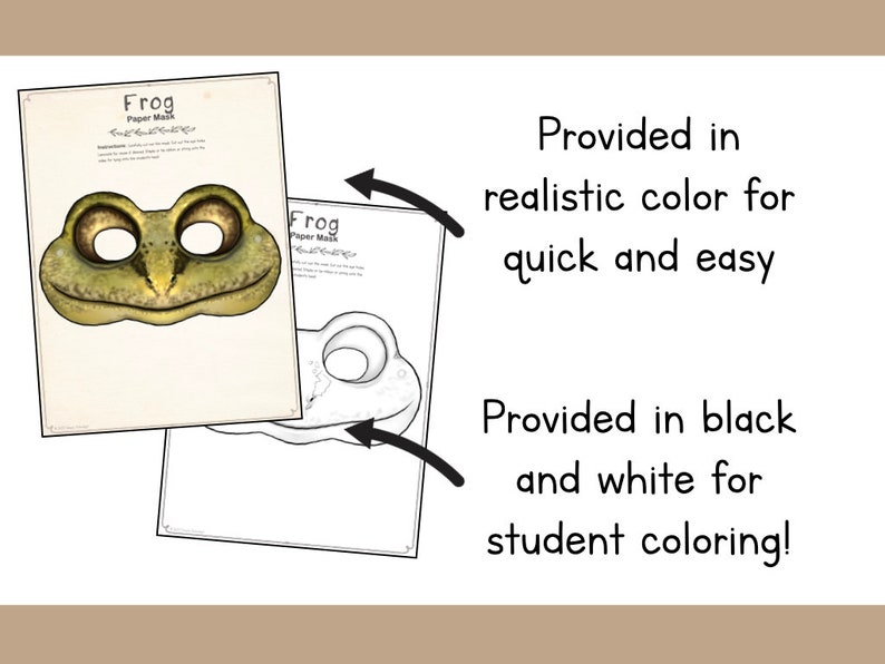 Frog Paper Mask | Animal Printable Paper Craft Template | Eco-friendly ...