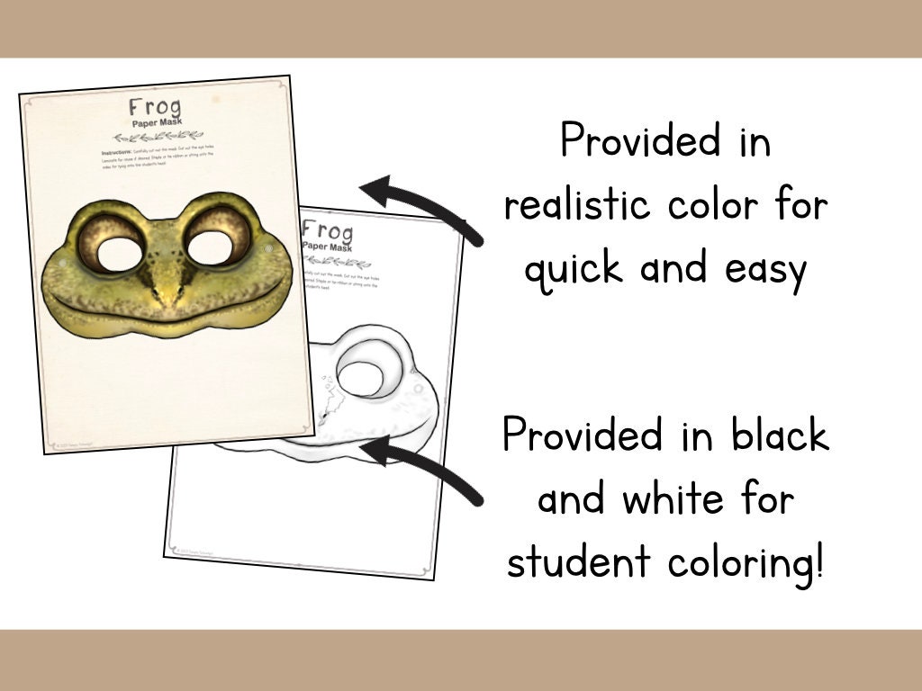 Frog Paper Mask | Animal Printable Paper Craft Template | Eco-friendly ...