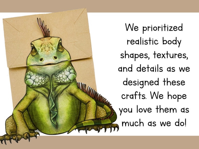 Printable Lizard Paper Bag Puppet Craft Template | Fun Animal Crafting ...