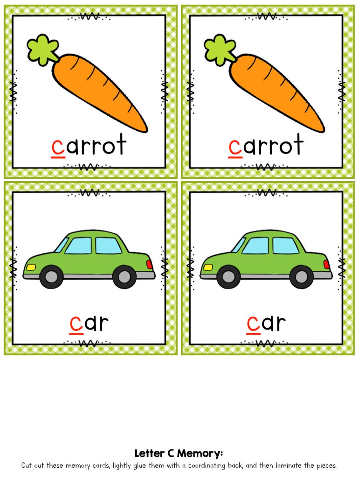 Letter C Memory Game - Etsy