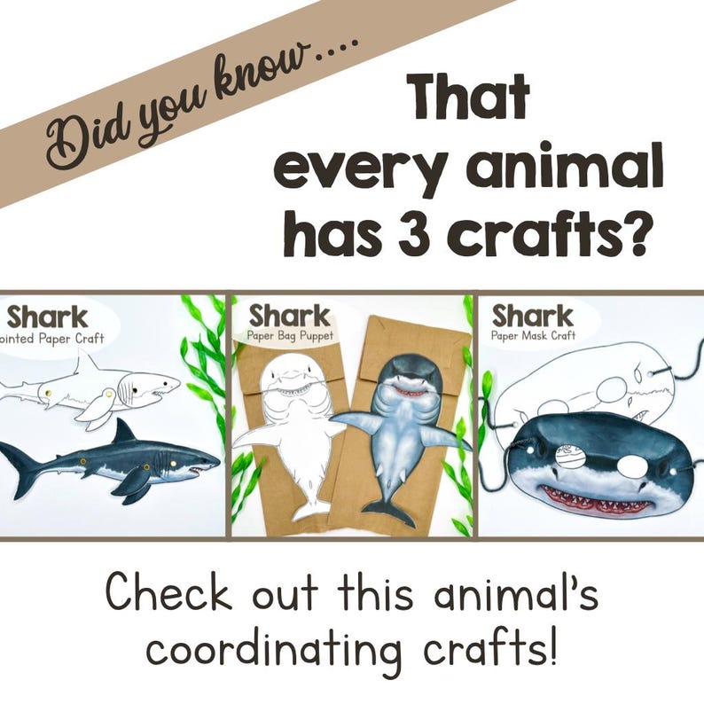 SHARK Paper Mask Craft Kit | Printable DIY Animal Mask PDF | Eco ...