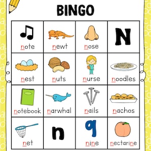 Letter N Bingo Game - Etsy