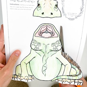 Printable Lizard Paper Bag Puppet Craft Template | Fun Animal Crafting ...
